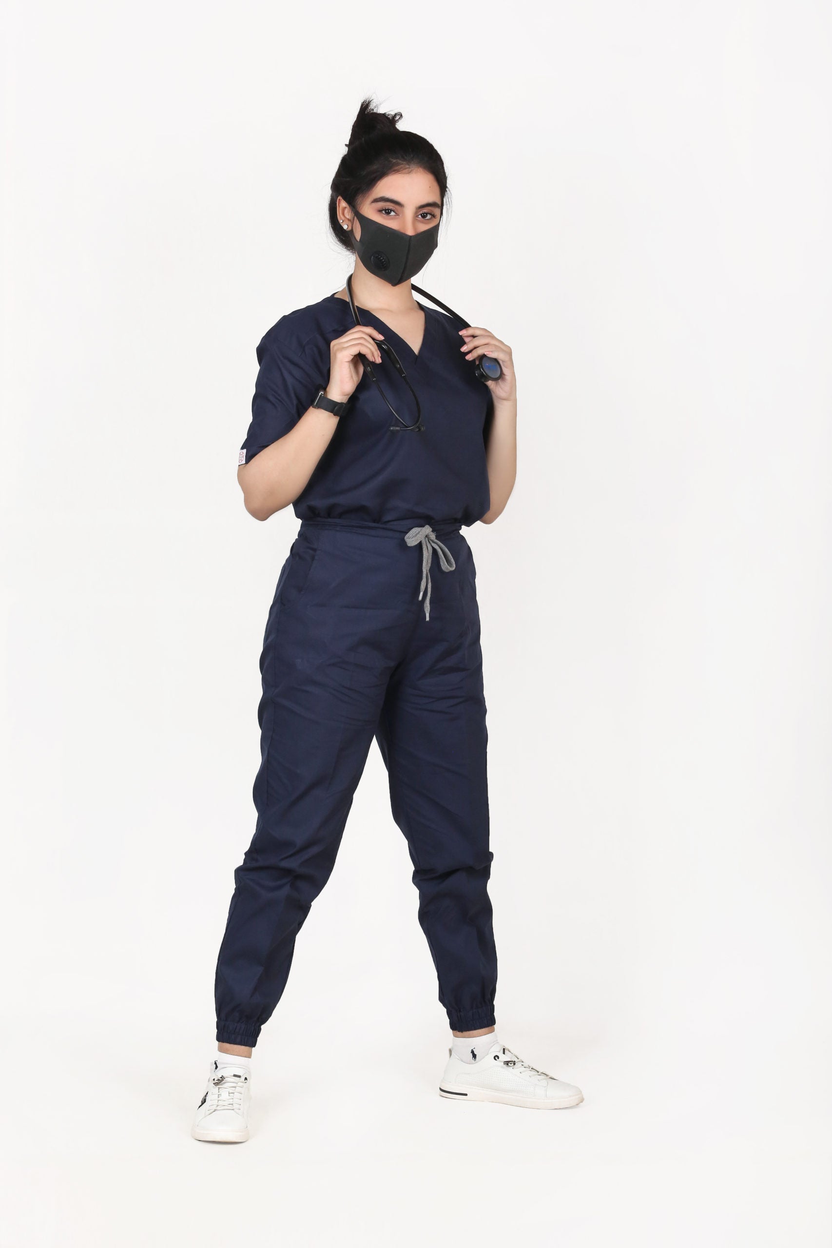 Sporty Fit Navy Blue Unisex Cotton Scrubs