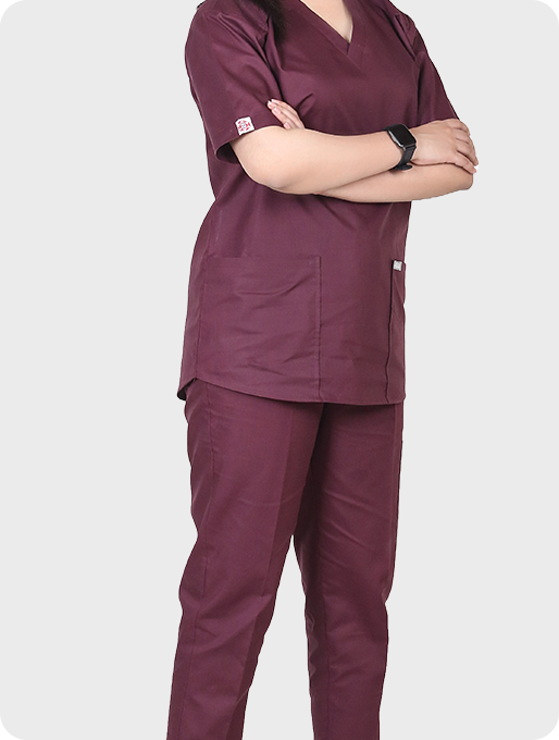 Chic Fit-Maroon Scrubs Narrow Bottoms